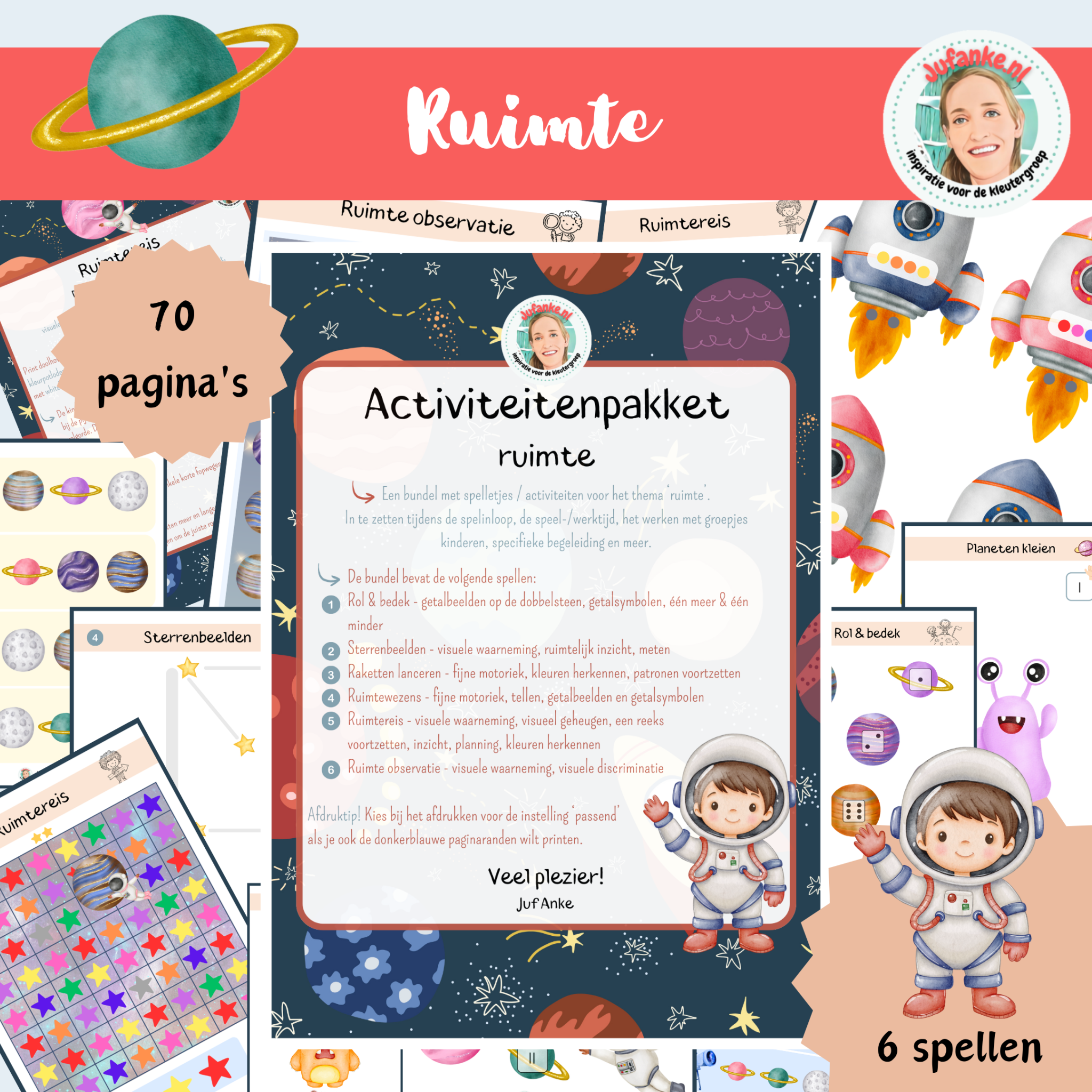 Thema ruimte kleuters | Spelinloop bundel | Juf Anke