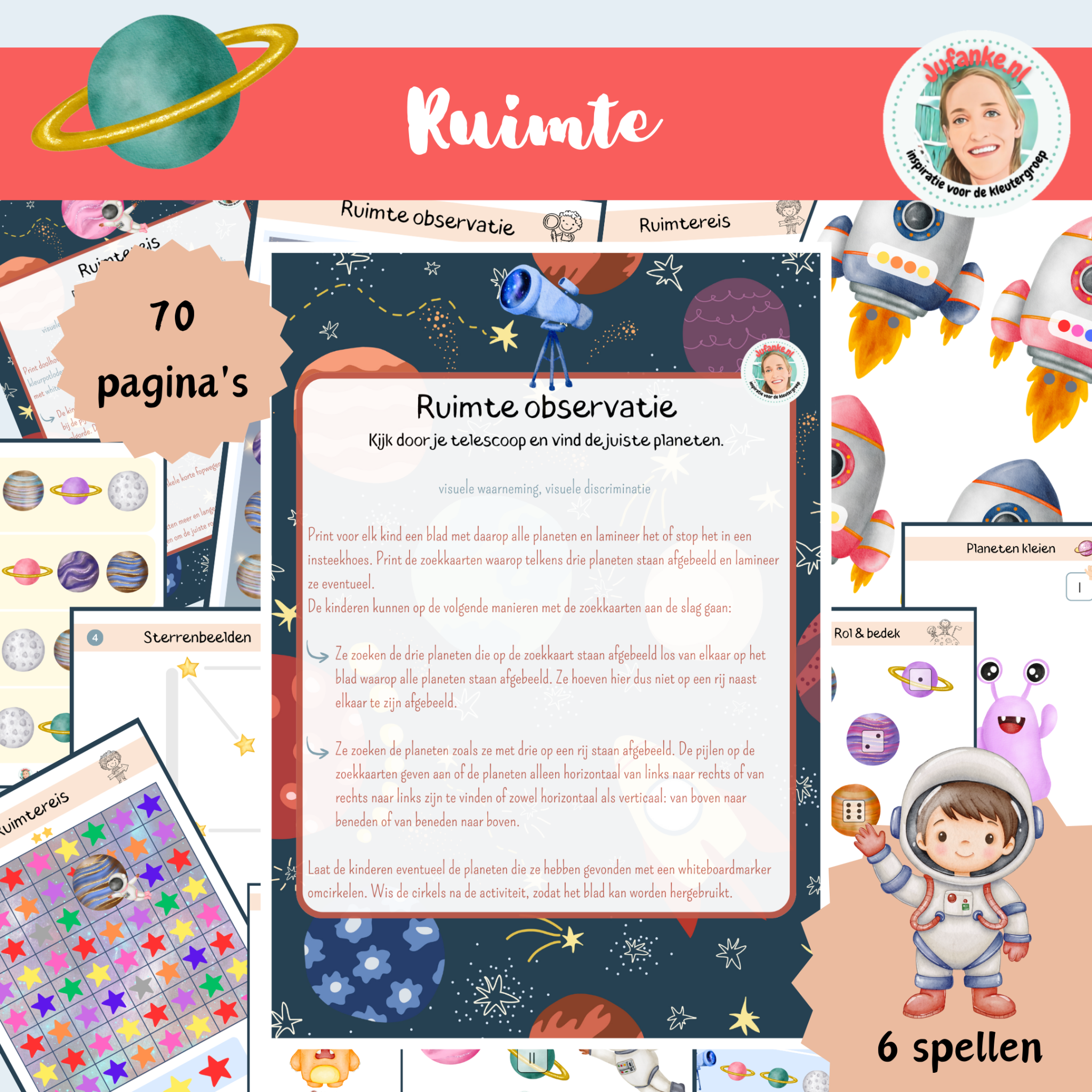 Thema ruimte kleuters | Spelinloop bundel | Juf Anke