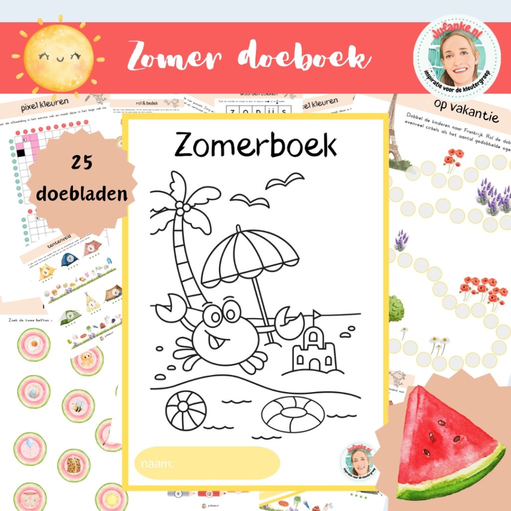Zomer werkbladen, doekboek voor kleuters | Juf Anke