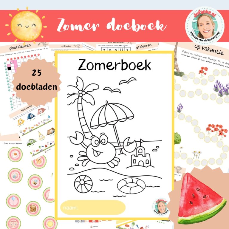 Zomer werkbladen, doekboek voor kleuters | Juf Anke