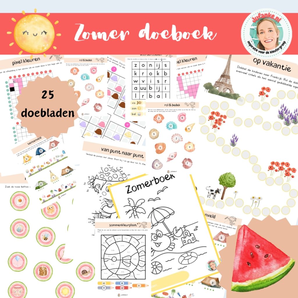 Zomer werkbladen, doekboek voor kleuters | Juf Anke