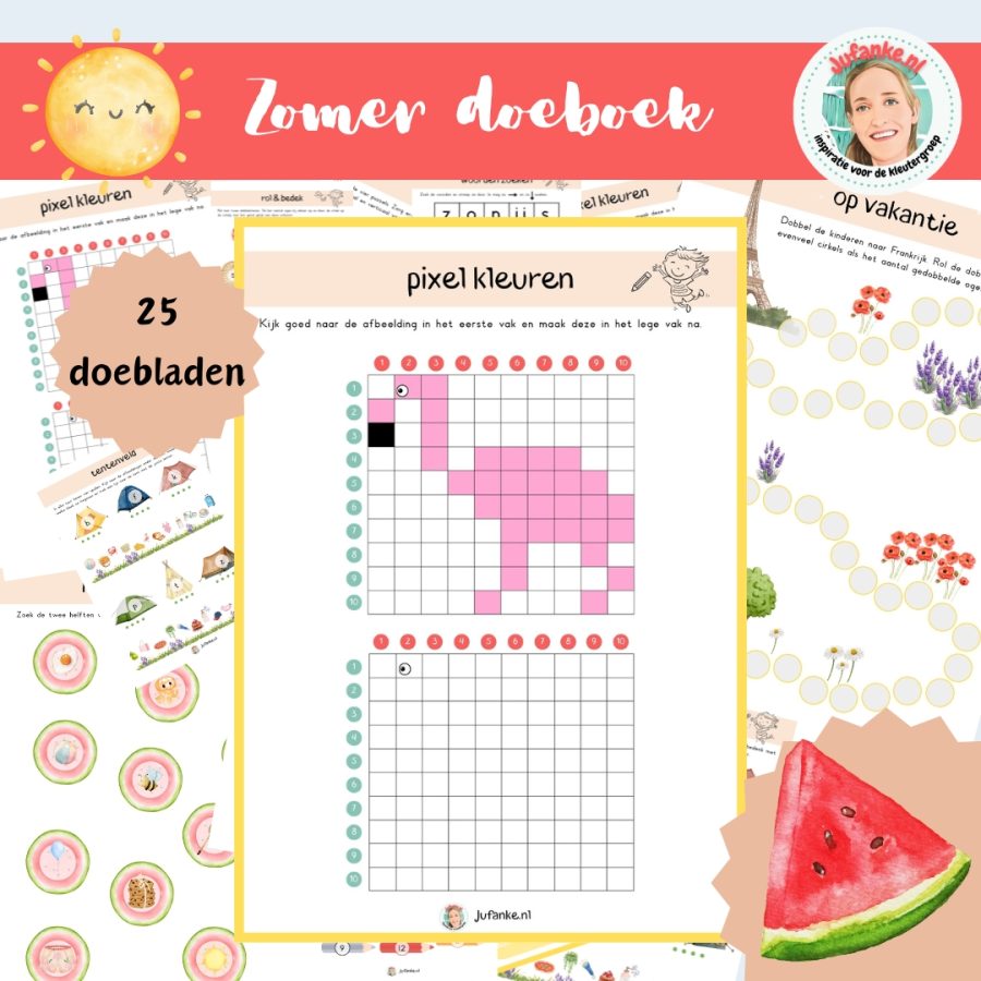 Zomer werkbladen, doekboek voor kleuters | Juf Anke